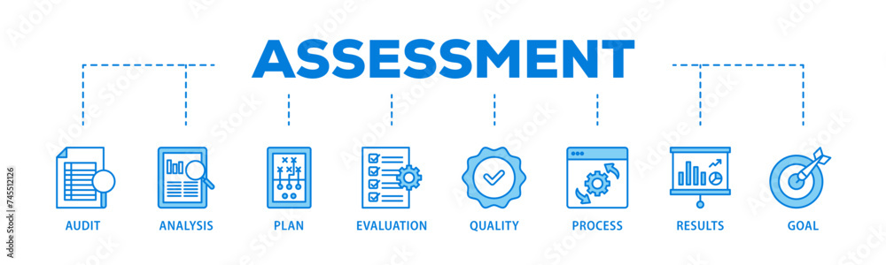 Assessment center banner web icon illustration concept with icon of ...