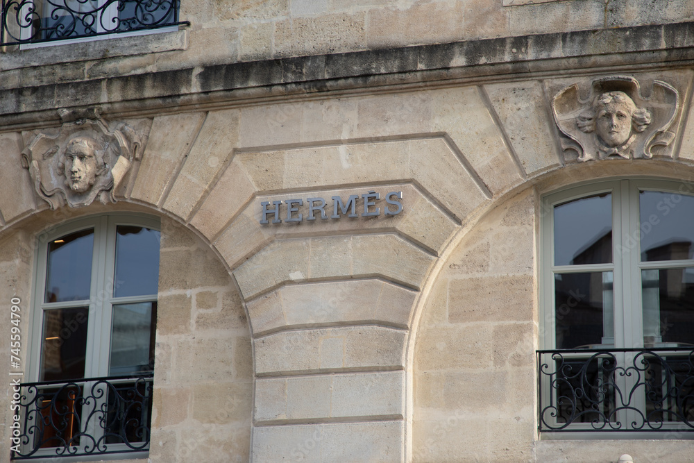 Hermes paris text brand and sign logo of International French store ...