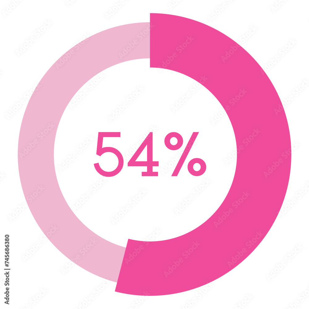 54 percent,pink circle shape percentage diagram vector,circular ...