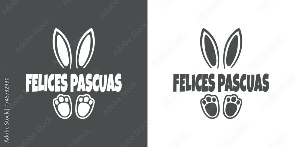 Logo con texto manuscrito Felices Pascuas en español con silueta de ...