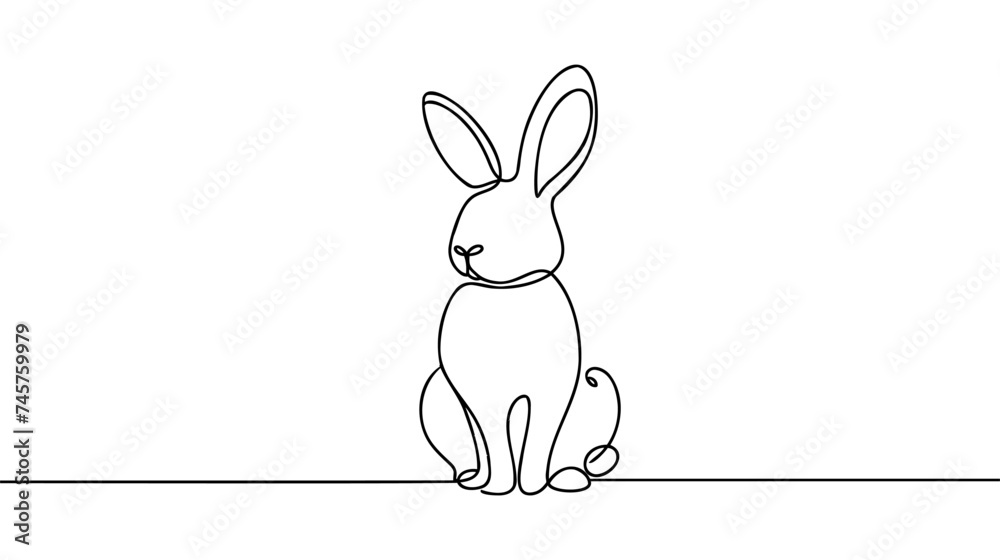 Rabbit one continuous line drawing icon. Vector illustration isolated ...