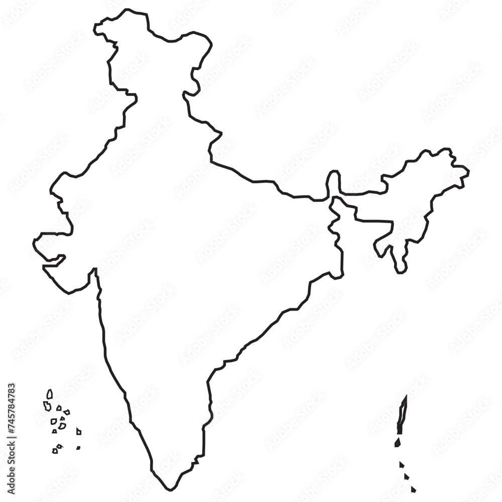 India map isolated on white background. India map with states. Indian ...