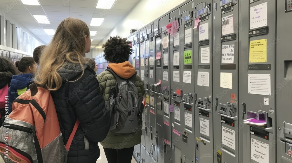 Students use lockers as a bulletin board, with flyers for clubs and ...