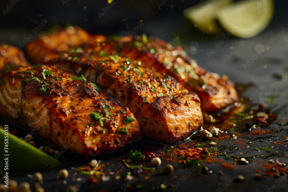 Cajun Blackened Salmon: Succulent salmon fillets coated in a fiery ...