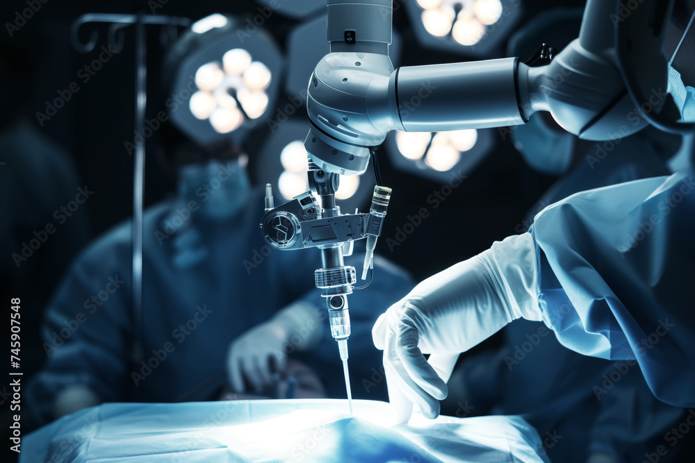 sterile robot assisting with endoscopic surgery Stock Photo | Adobe Stock