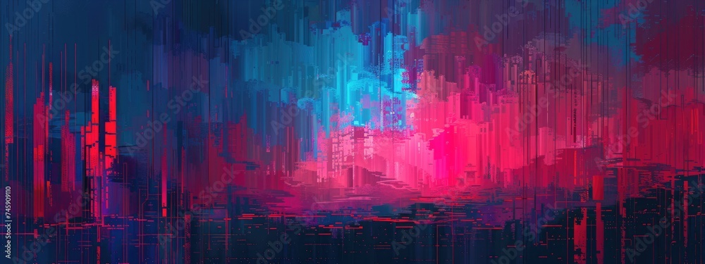 Pixel art, glitch effect , background texture, red blue. abstract ...
