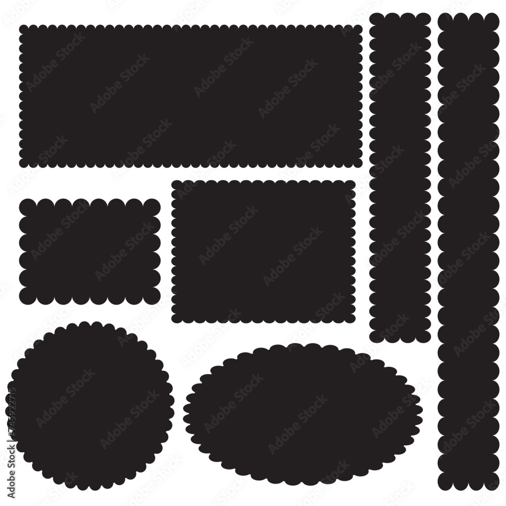 Scallop edge shapes - circle, square, oval, modern brutalism forms ...