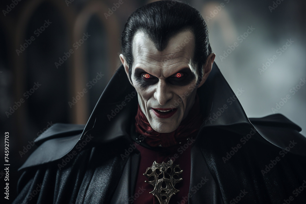 Generative AI illustration image of mysterious creepy scary vampire ...