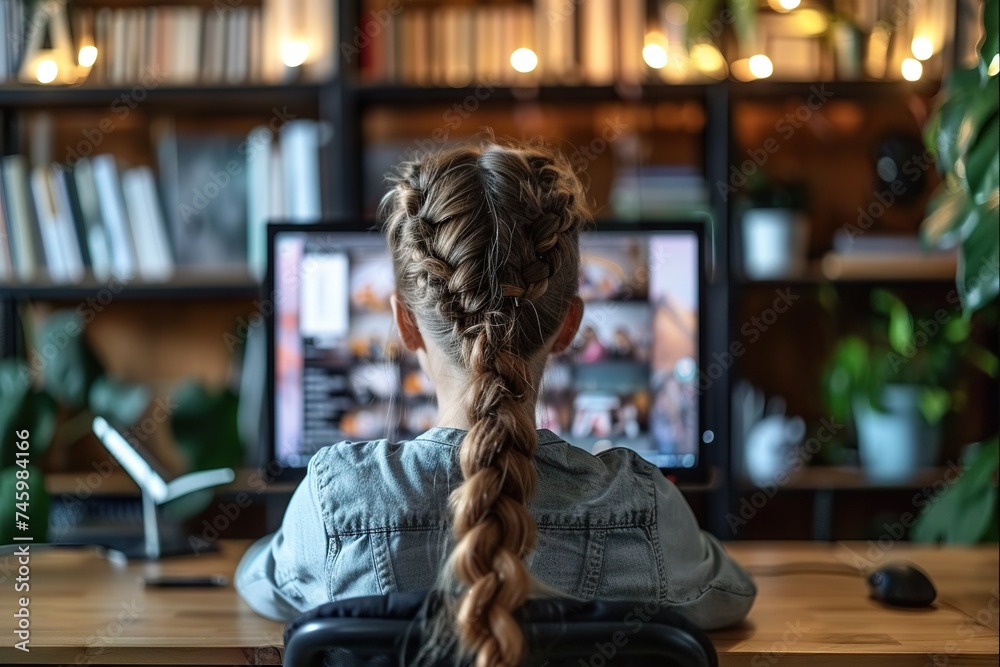 Navigating the New Normal A Young Girl Engages in Online Learning from ...