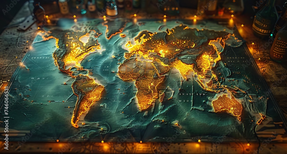 3D world map illustration Stock Illustration | Adobe Stock