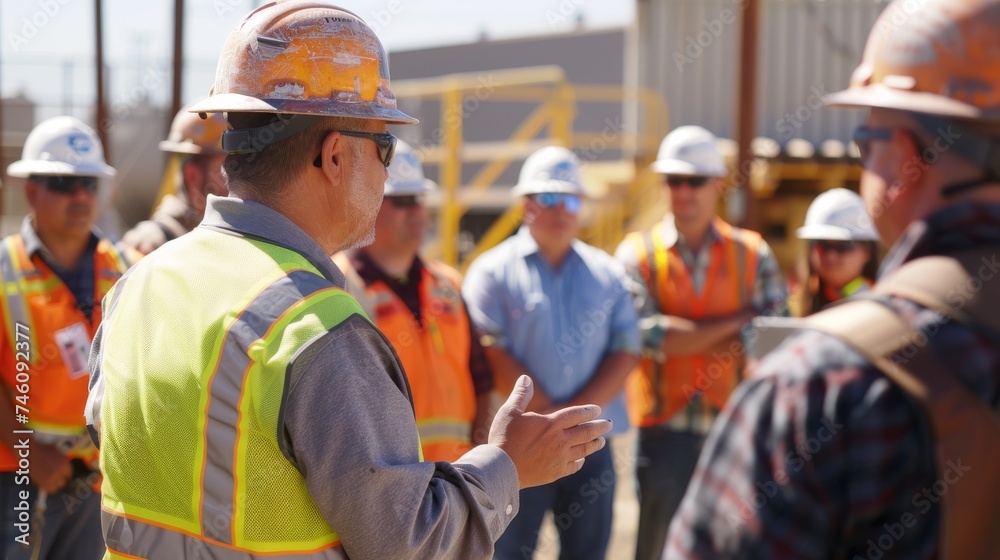 Group of Construction Workers Gathering Stock Photo | Adobe Stock