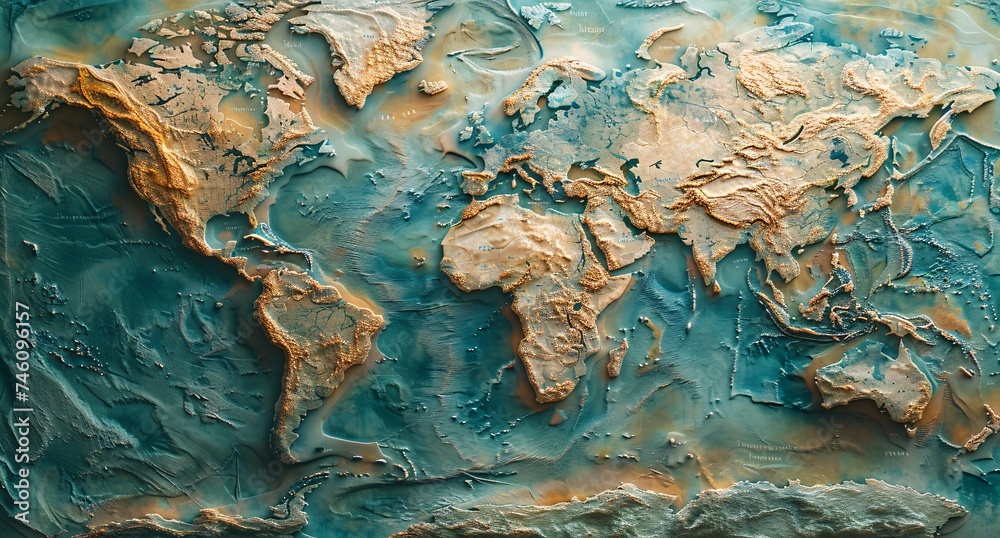 3D world map illustration Stock Illustration | Adobe Stock