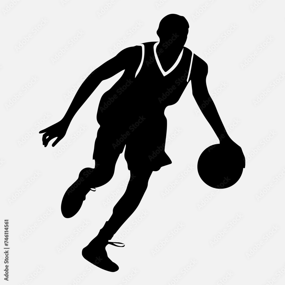 Basketball player silhouette set, vector illustration,vector basketball ...