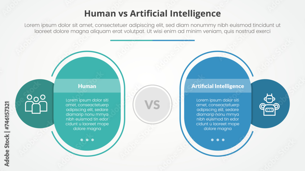 human employee vs ai artificial intelligence versus comparison opposite infographic concept for ...