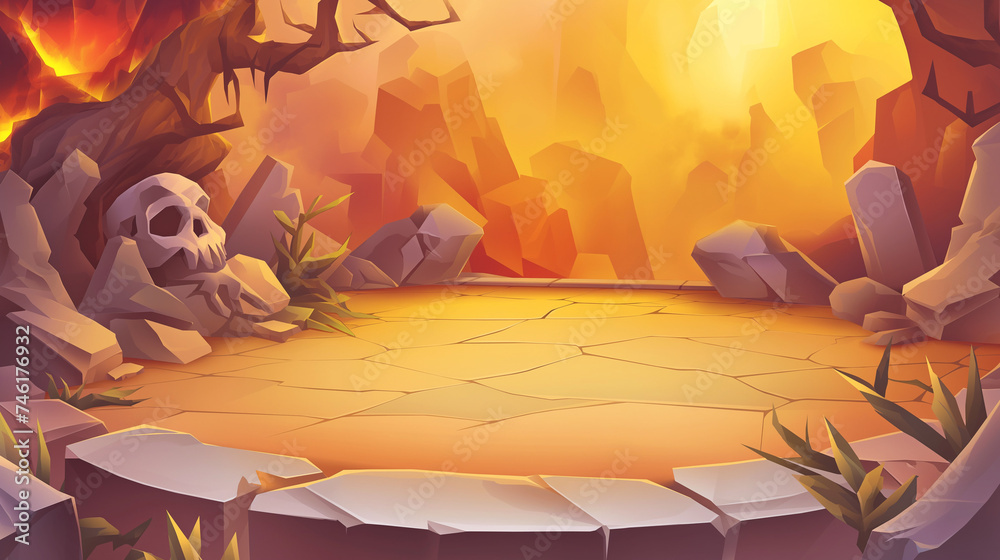 Hell game background, 2d cartoon Stock Illustration | Adobe Stock