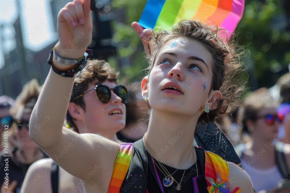 LGBTQ Pride lesbian television. Rainbow multitude colorful genderflux ...