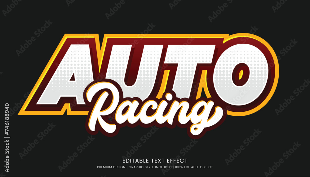 auto racing editable text effect vector design for champion ship and ...