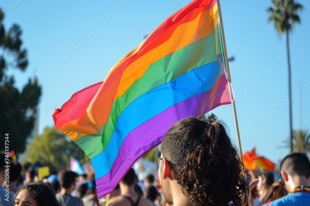 LGBTQ Pride ey. Rainbow exuberant colorful space diversity Flag ...