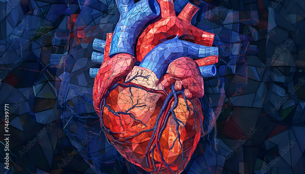 Illustration of an interpretation of a human heart MRI with vibrant ...