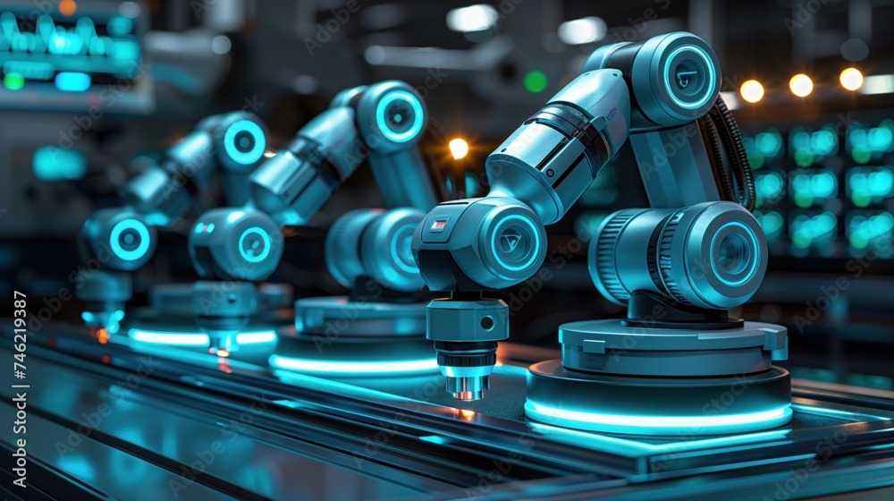 Automated robot arm machines in smart industrial factories Welding ...