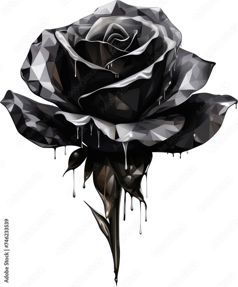 black rose,black crystal shape of rose,rose flower made of black ...