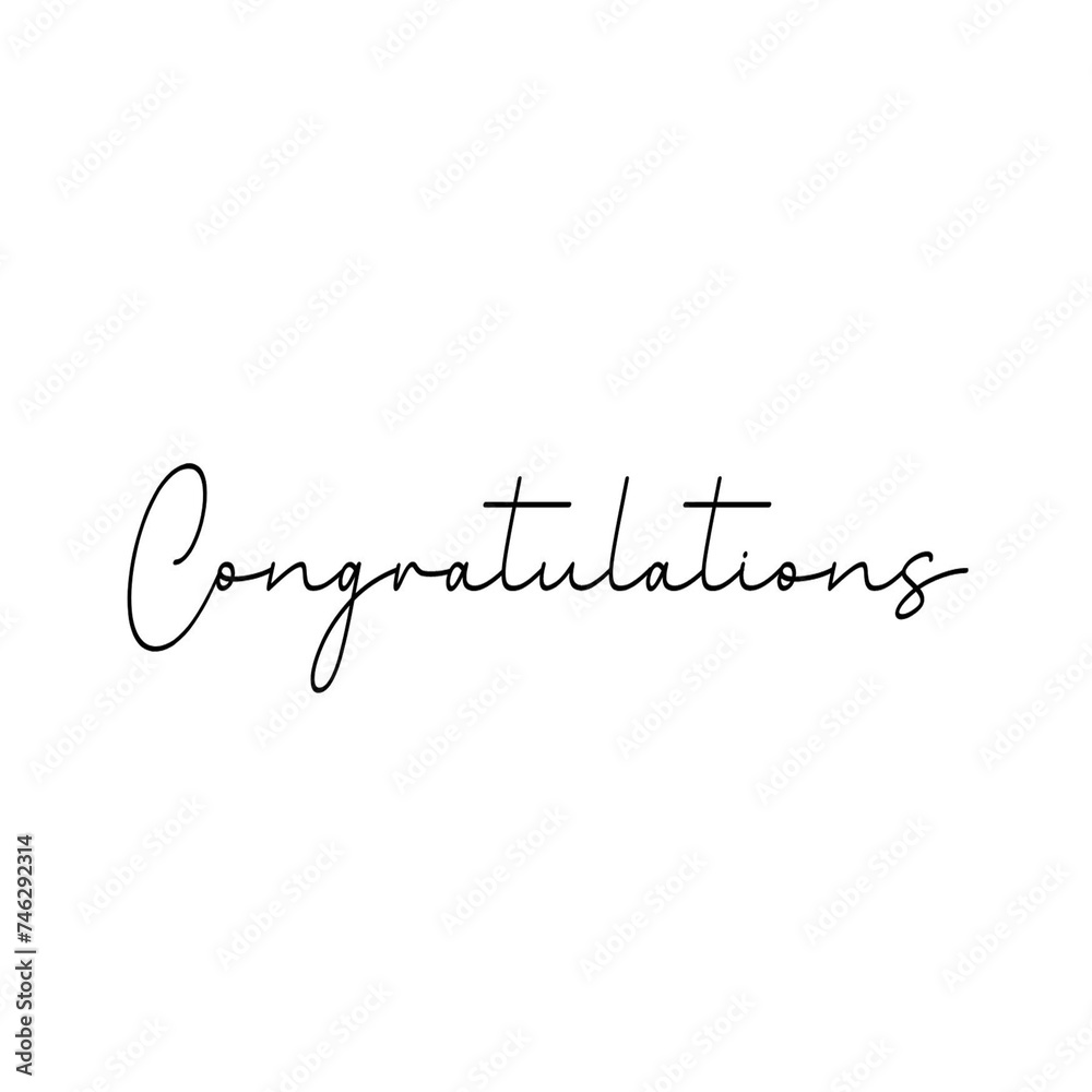 Hand drawn lettering black Congratulations on white background. Modern ...