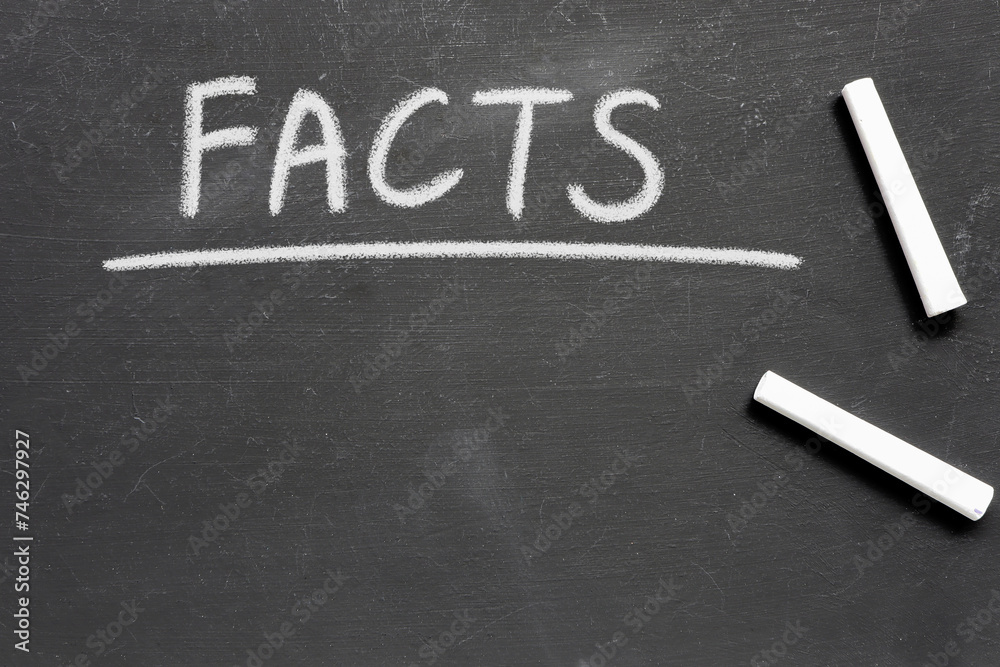 Writing the word 'Facts' with chalk on blackboard background. Words ...