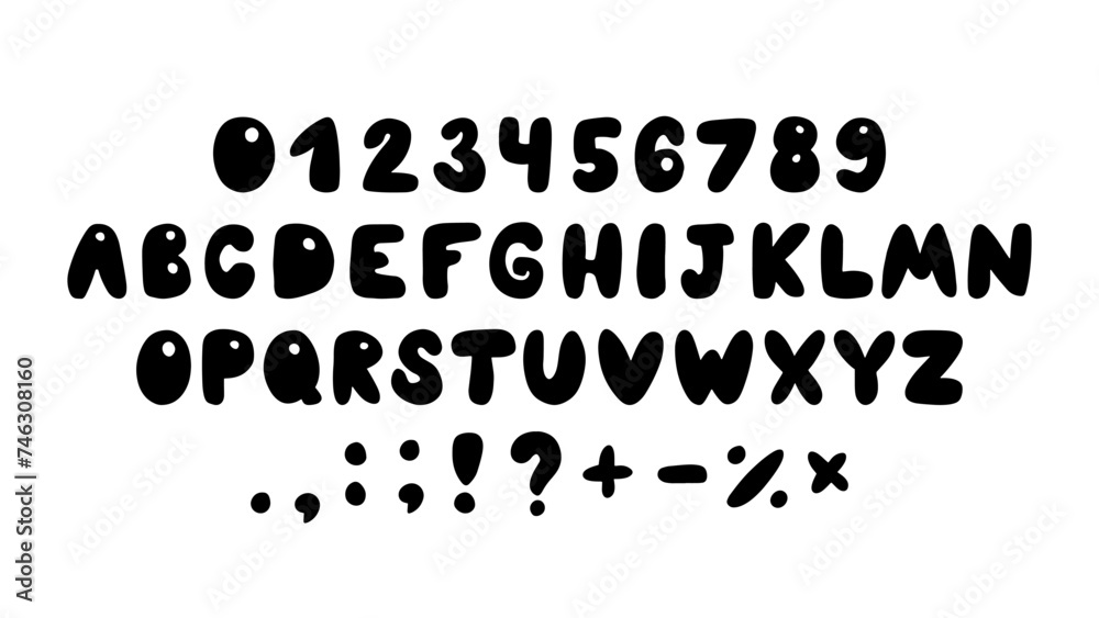 Playful black bubble font inspired by 90s and Y2K themes. Puffy cartoon ...