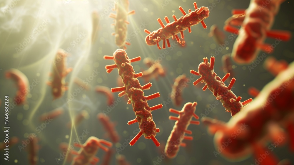 A microscopic view of the Mycobacterium tuberculosis bacteria in high ...