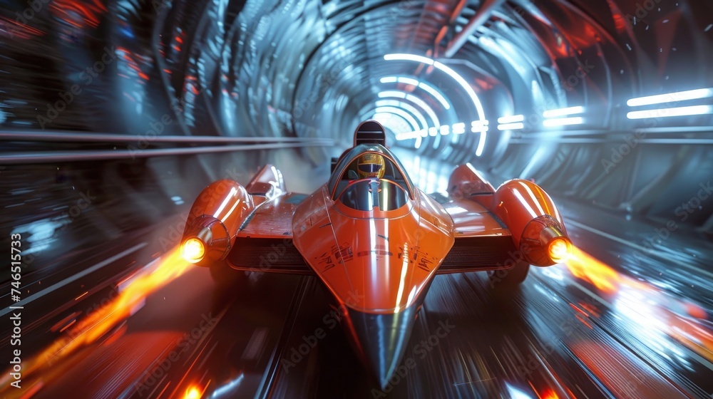 Illustration Stock A high-octane visual of a sci-fi racing craft with ...