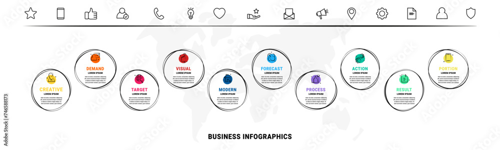 Vector 10 step infographic. Modern and line infographics business ...