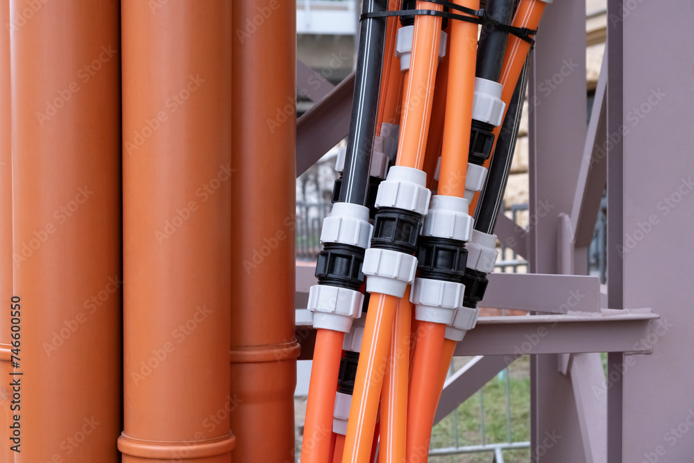 Photo Stock connectior electric cable infrastructure installation ...
