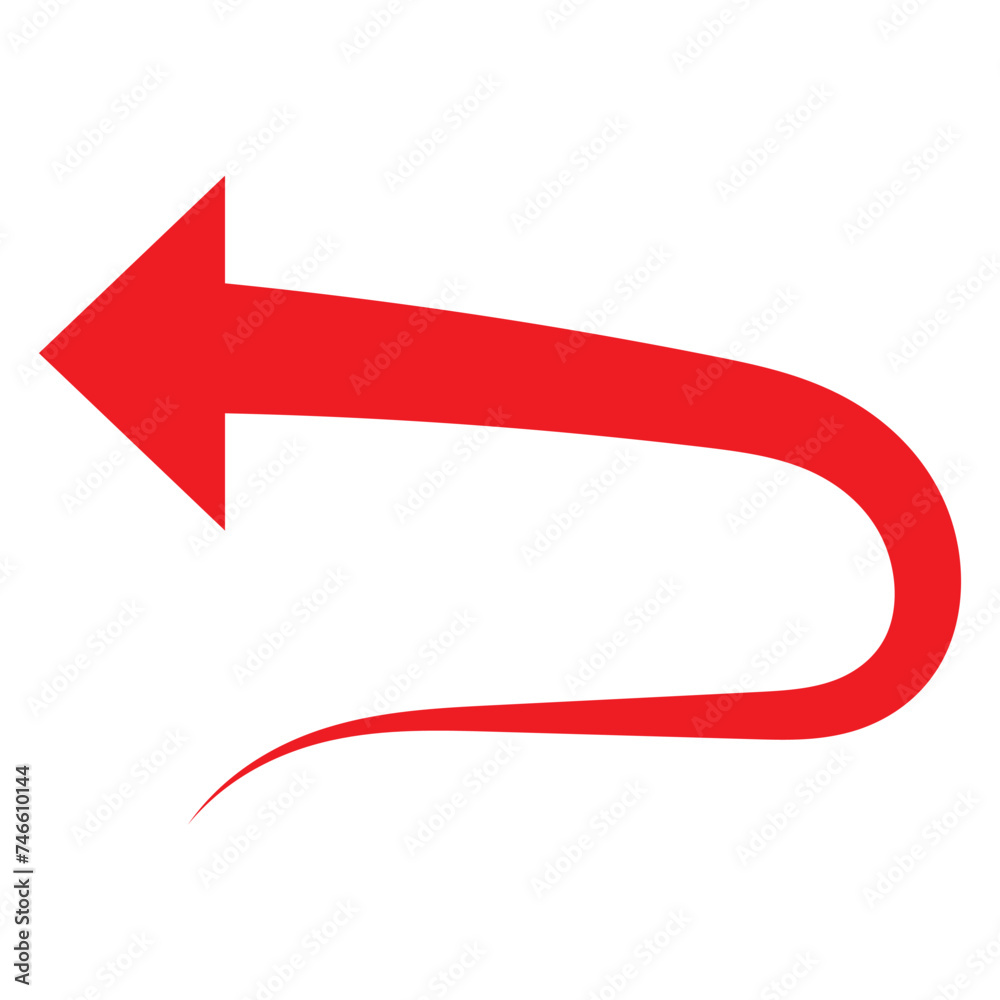 Red curved arrow icon. Arrow indicated the direction symbol. curved ...