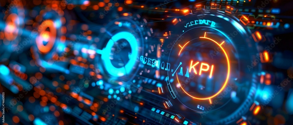 a high-tech banner design with the term KPI seamlessly integrates with ...