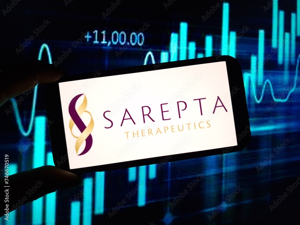 Konskie, Poland - February 24, 2024: Sarepta Therapeutics company logo ...