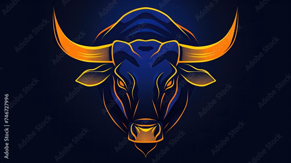 A formidable bull logo charging head-on with unstoppable force ...