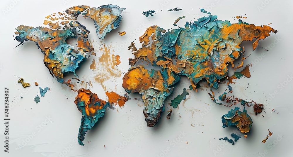 3D world map illustration Stock Illustration | Adobe Stock