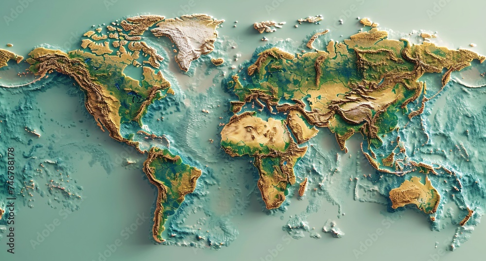 3D world map illustration Stock Illustration | Adobe Stock