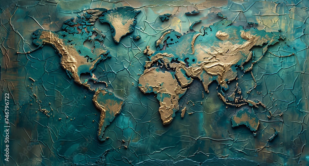 3D world map illustration Stock Illustration | Adobe Stock