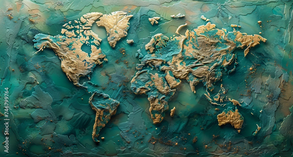 3D world map illustration Stock Illustration | Adobe Stock