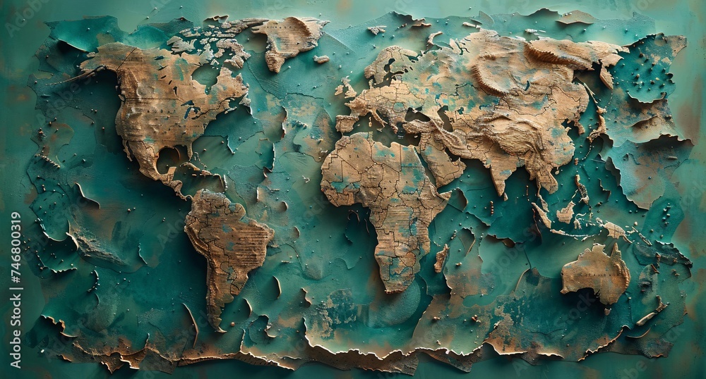3D world map illustration Stock Illustration | Adobe Stock