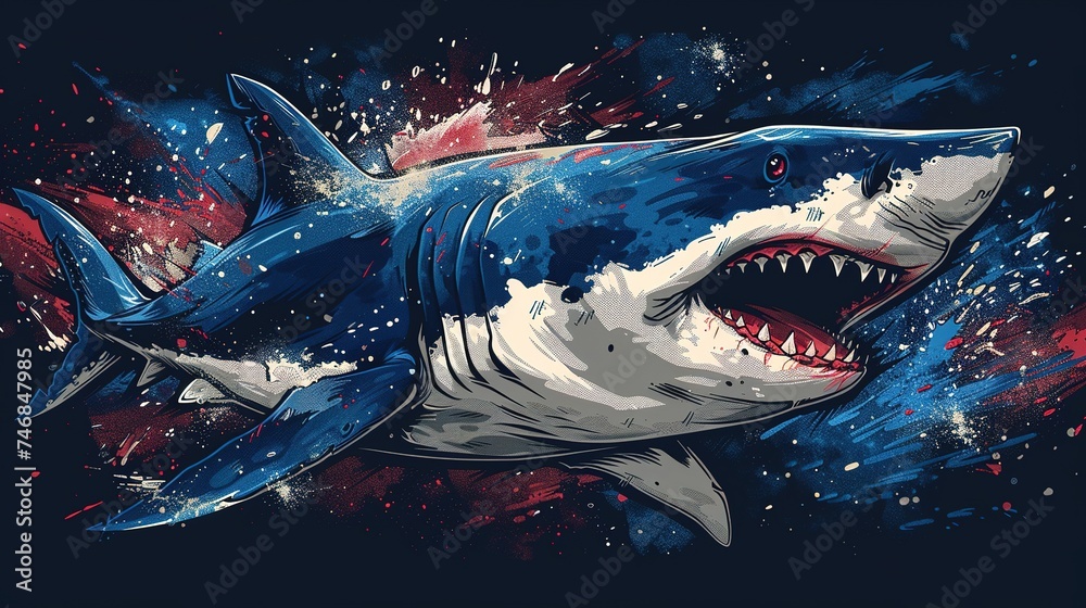 Great white shark with open mouth. Watch out sharks. Shark attack. White shark teeth. Stock ...