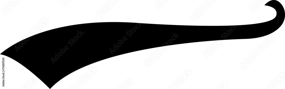 Swoosh and swoop underline typography tail shape in fill style. Brush ...