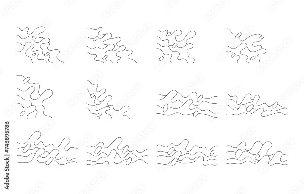 Artistic Line Design for Corner Decoration. Vector Illustration of Wavy ...