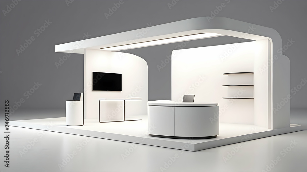 3d render of minimalist exhibition booth. Exhibition stand mockup ...