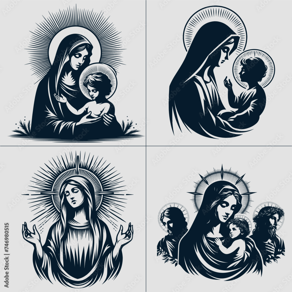Vector de Stock Mother of Jesus , Virgin Mary Mother Jesus Blessed Holy ...