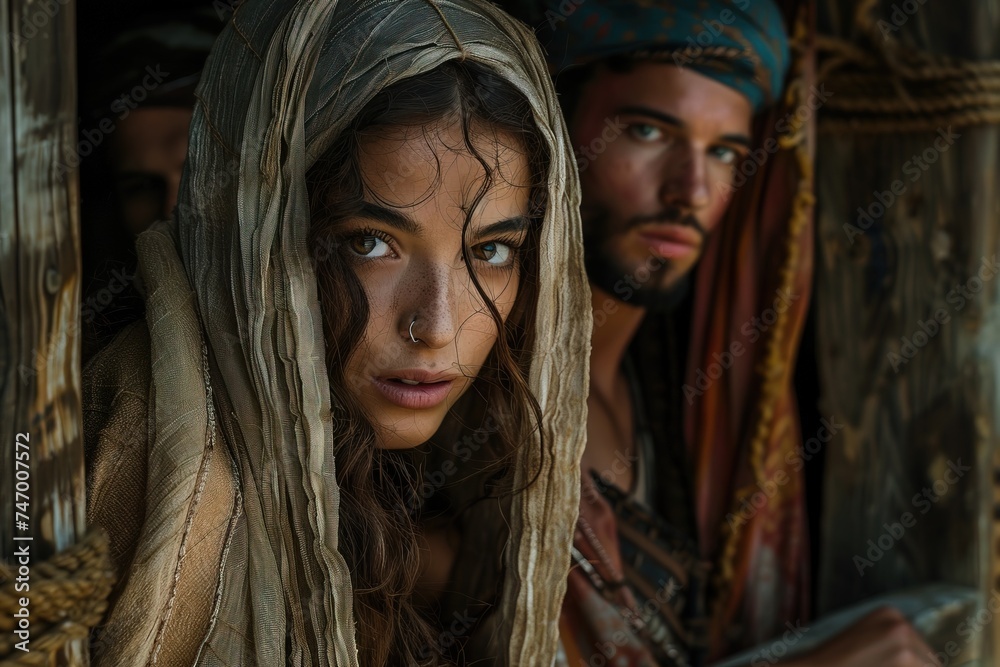 Rahab hide two israel spies. Bible story. Stock Photo | Adobe Stock