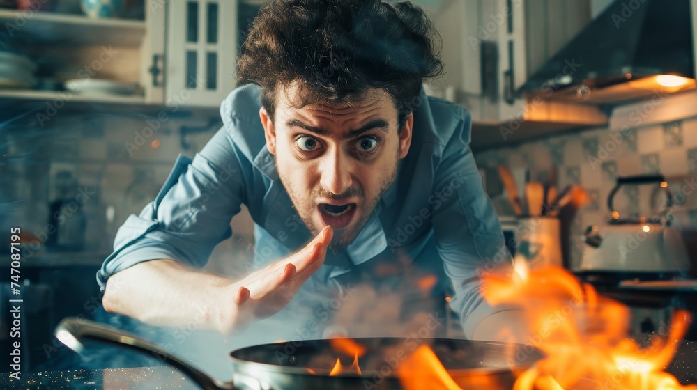 Burn Pain from Cooking - A cook accidentally touching a hot pan ...