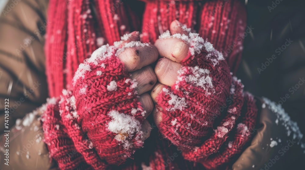 Frostbite Warning Signs - Someone returning indoors, holding their red ...