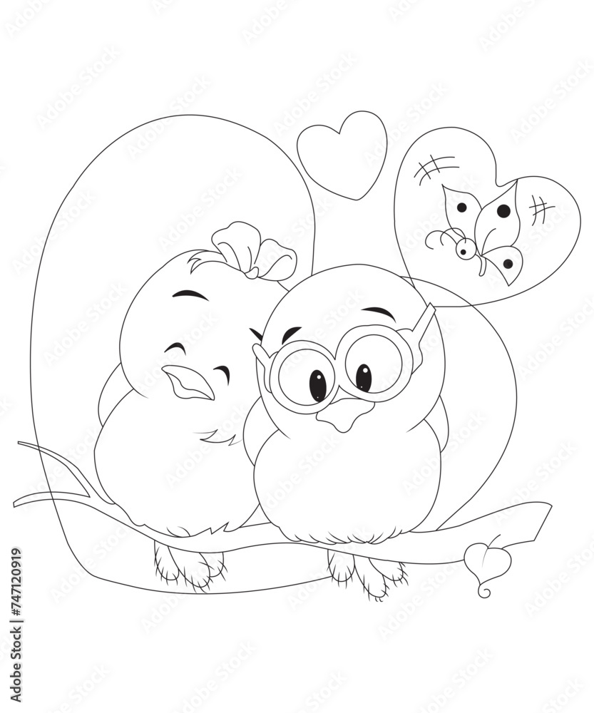 Cute love coloring page for kids Stock Vector | Adobe Stock